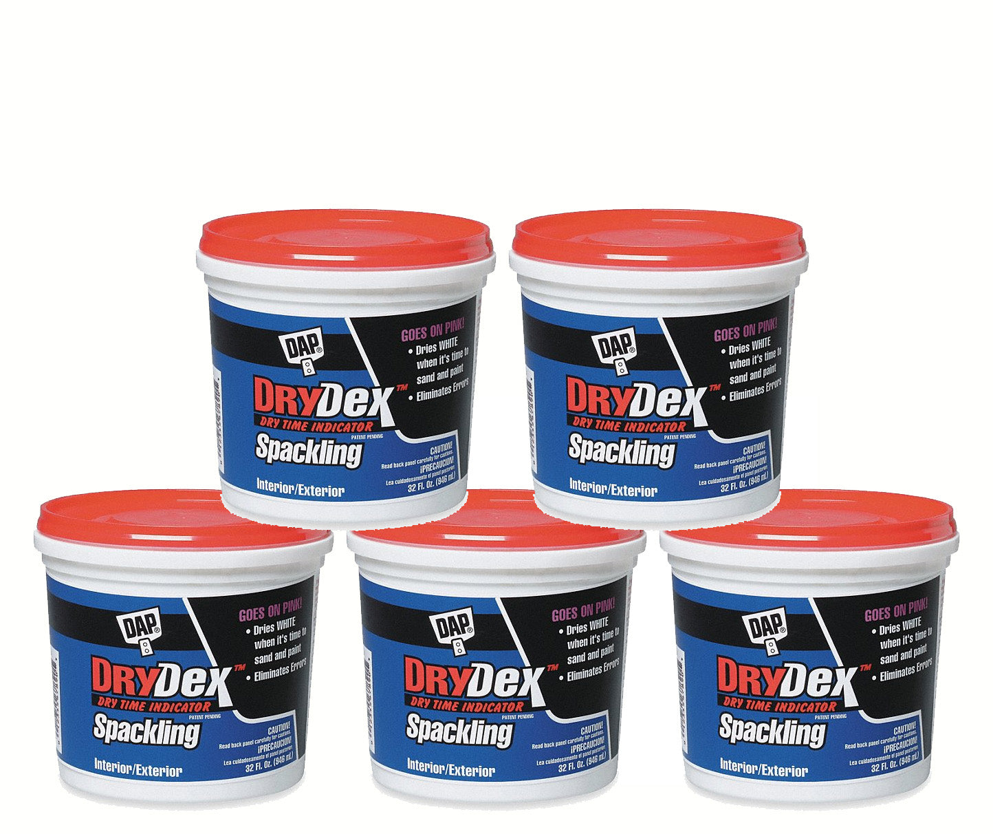 DAP 12330 Dry Time Indicator Spackling, 1-Quart Tub | White 5-Pack ...